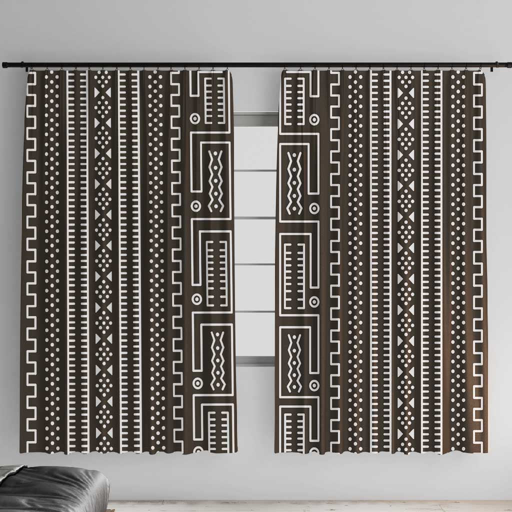 Mali Mud Cloth Bogolanfini Pattern Window Curtain by African Pride