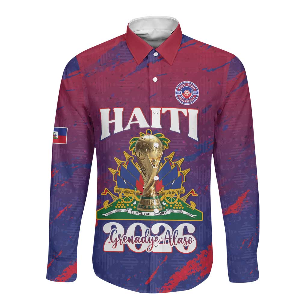 Personalized Afro-Haiti Football Long Sleeve Button Shirt 2026 Nou ...