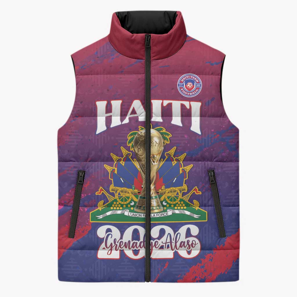 Personalized Afro-Haiti Football Sleeveless Puffer Jacket 2026 Nou ...