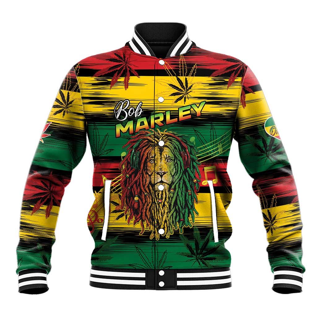 Personalised Rastafarian Lion Baseball Jacket Cannabis Leaf Pattern by ...