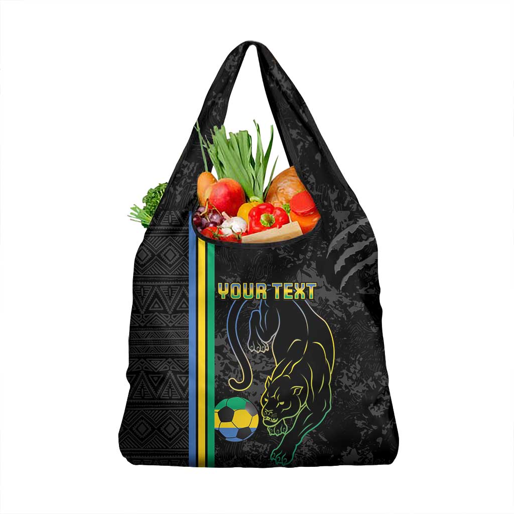 Custom Gabon Football Grocery Bag Go Champions - Black Ver by AfricanPride