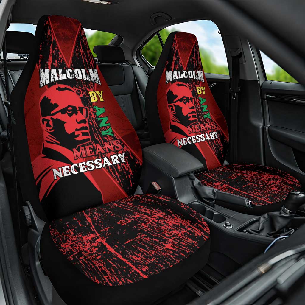 Malcolm X By Any Means Necessary Car Seat Cover Retro Style by AfricanPride