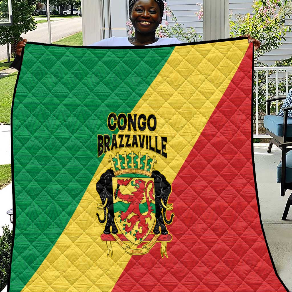 Republique du Congo Quilt Coat Of Arms African Pattern by African Pride