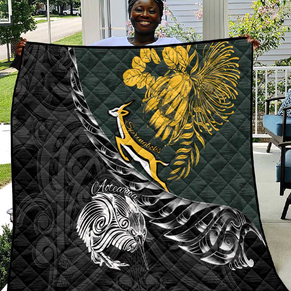 New Zealand vs South Africa Rugby Quilt Maori Kiwi With Springboks by ...