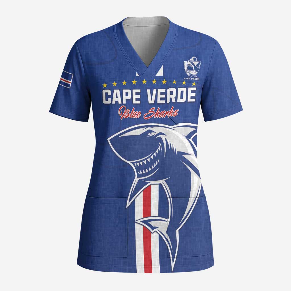 Custom Cape Verde Football Scrub Top Go Champions Tubaroes Azuis by ...