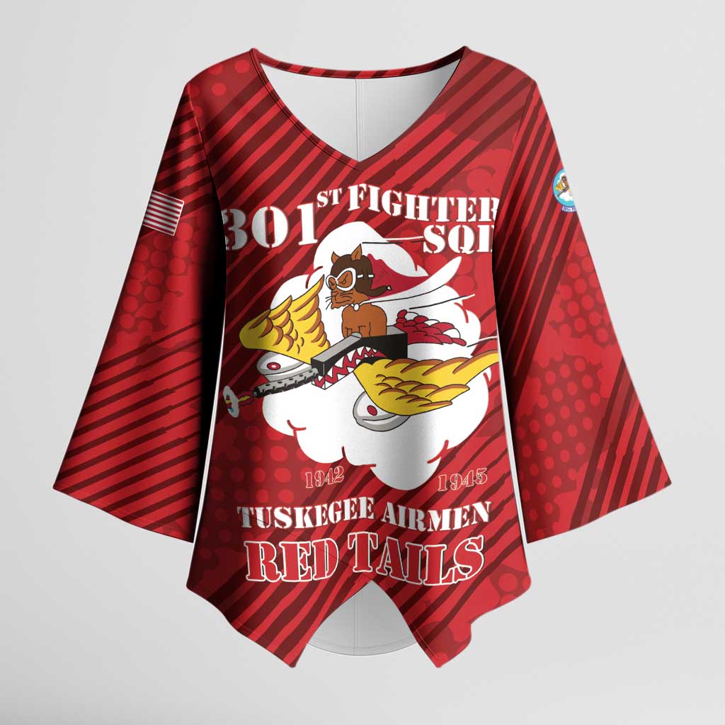 Personalized Tuskegee Airmen Red Tails Kimono Sleeve Blouse 301st ...