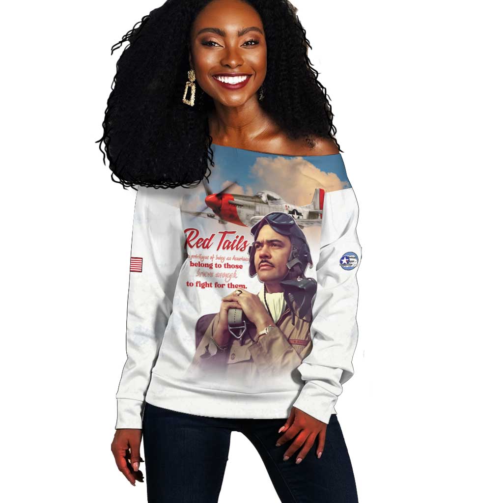 Sky Leaders of WWII Off Shoulder Sweater Red Tails Tuskegee Tribute by ...