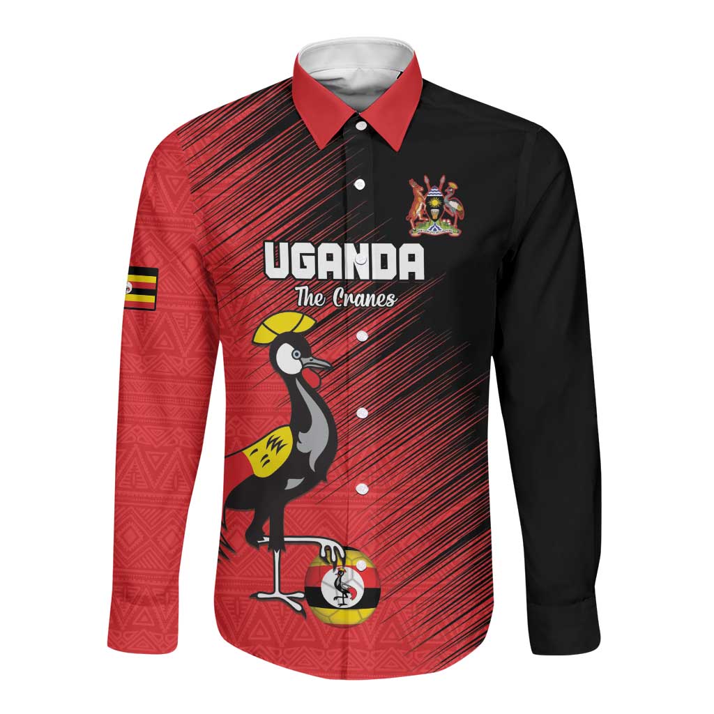 Uganda Football Custom Long Sleeve Button Shirt African Pattern Mix ...