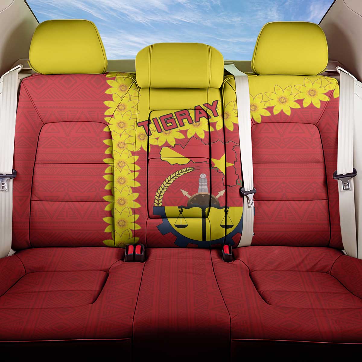Tigray Ethiopia Back Car Seat Cover Tigray Seal With Flag Map - African ...