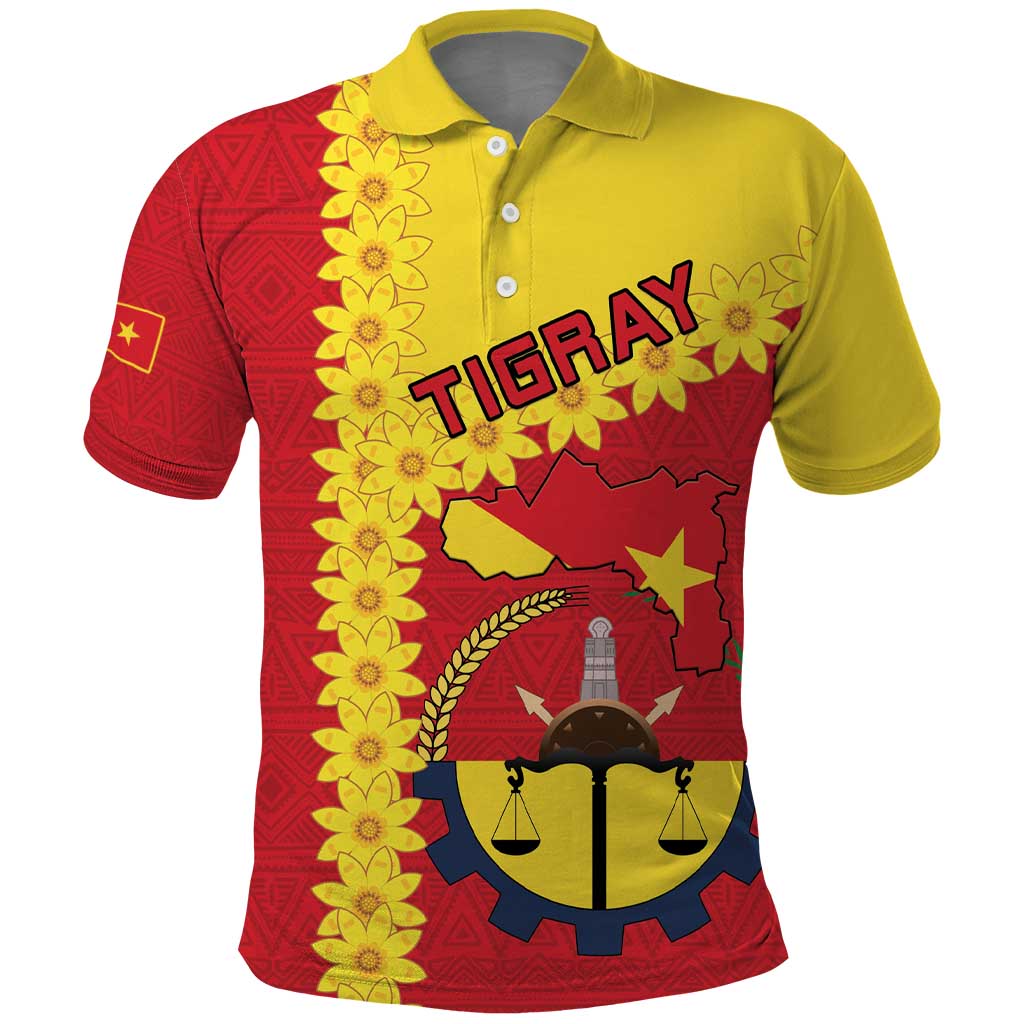 Tigray Ethiopia Polo Shirt Tigray Seal With Flag Map - African Pattern ...