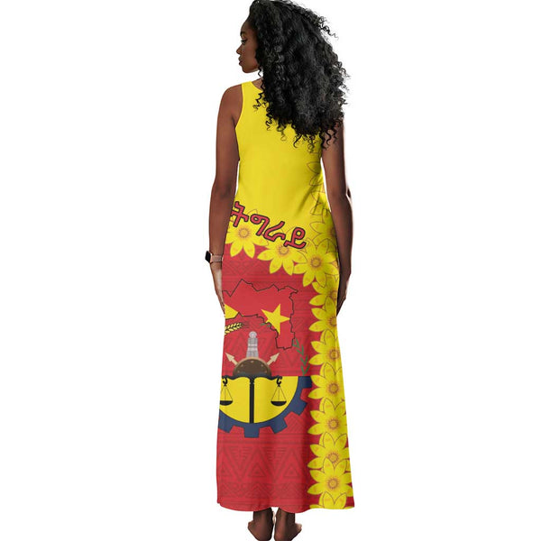 Tigray Ethiopia Tank Maxi Dress Tigray Seal With Flag Map - African ...