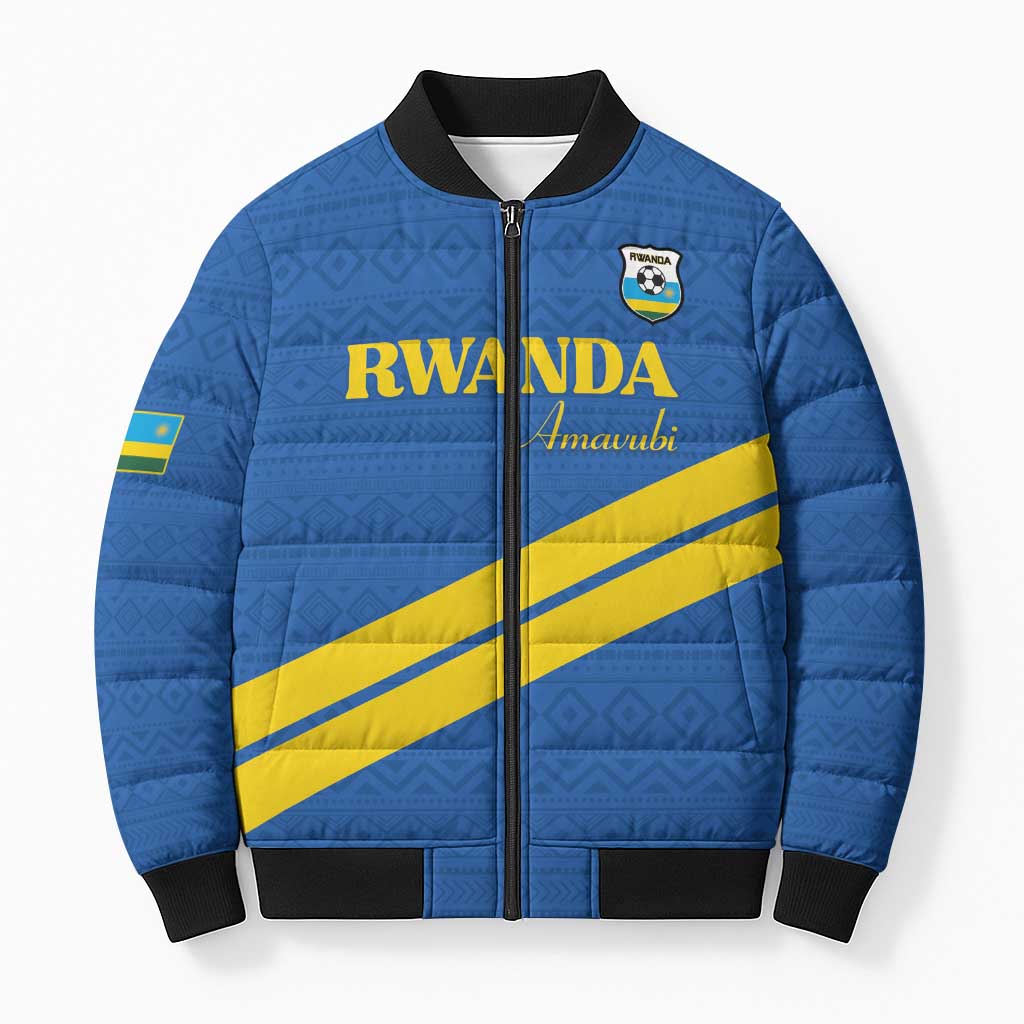 Custom Rwanda Football Bomber Puffer Jacket Pride Of Rwanda - Blue by ...