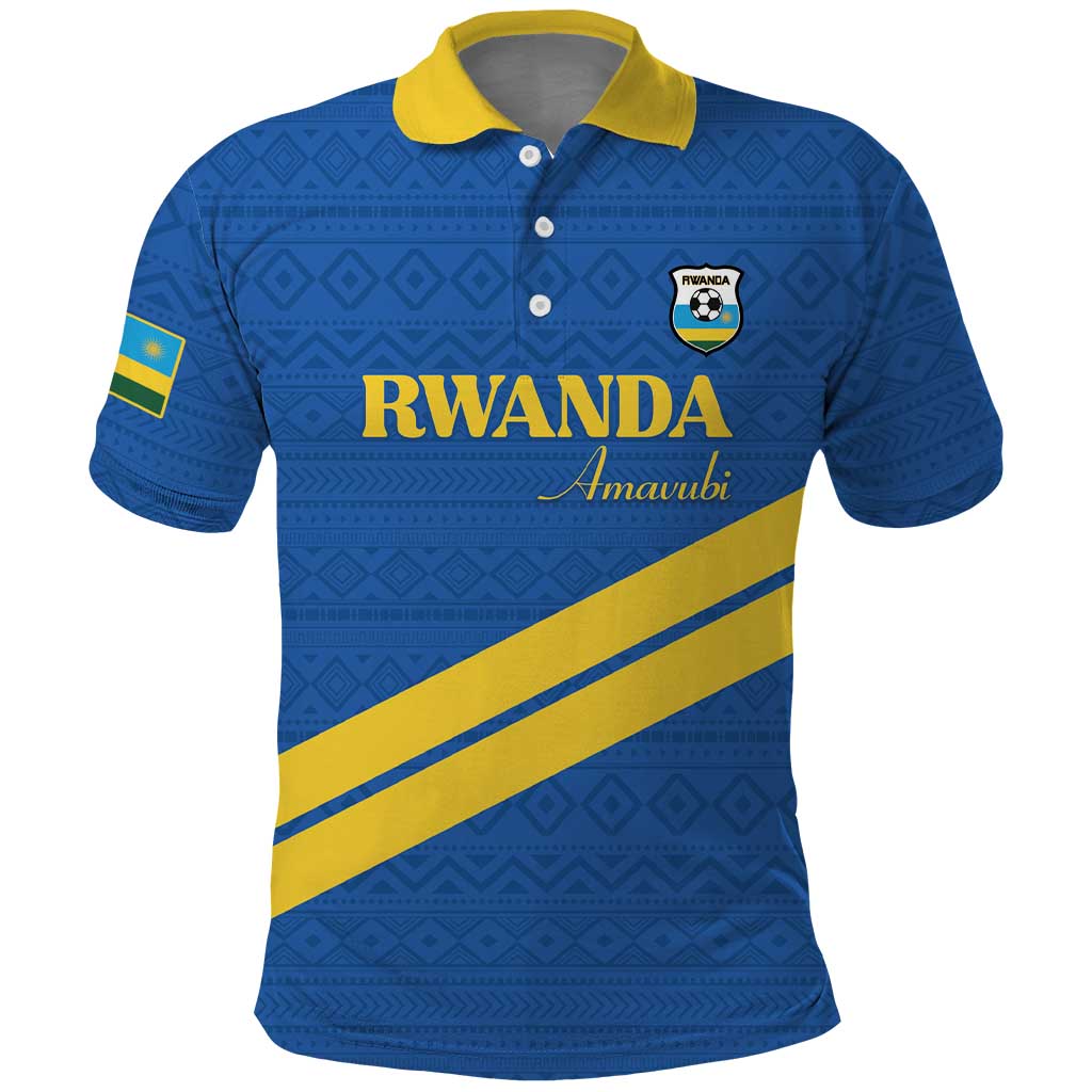 Custom Rwanda Football Polo Shirt Pride Of Rwanda - Blue by African Pride