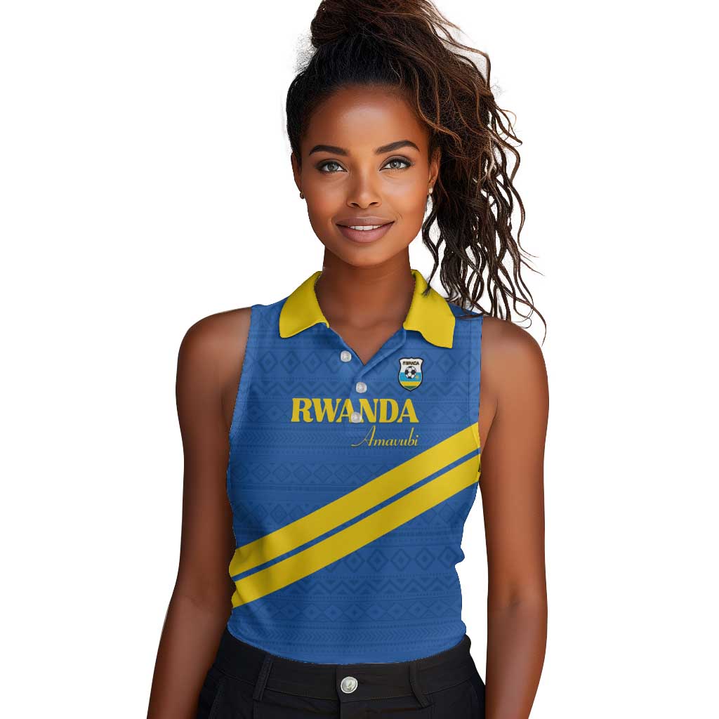 Custom Rwanda Football Women Sleeveless Polo Shirt Pride Of Rwanda ...