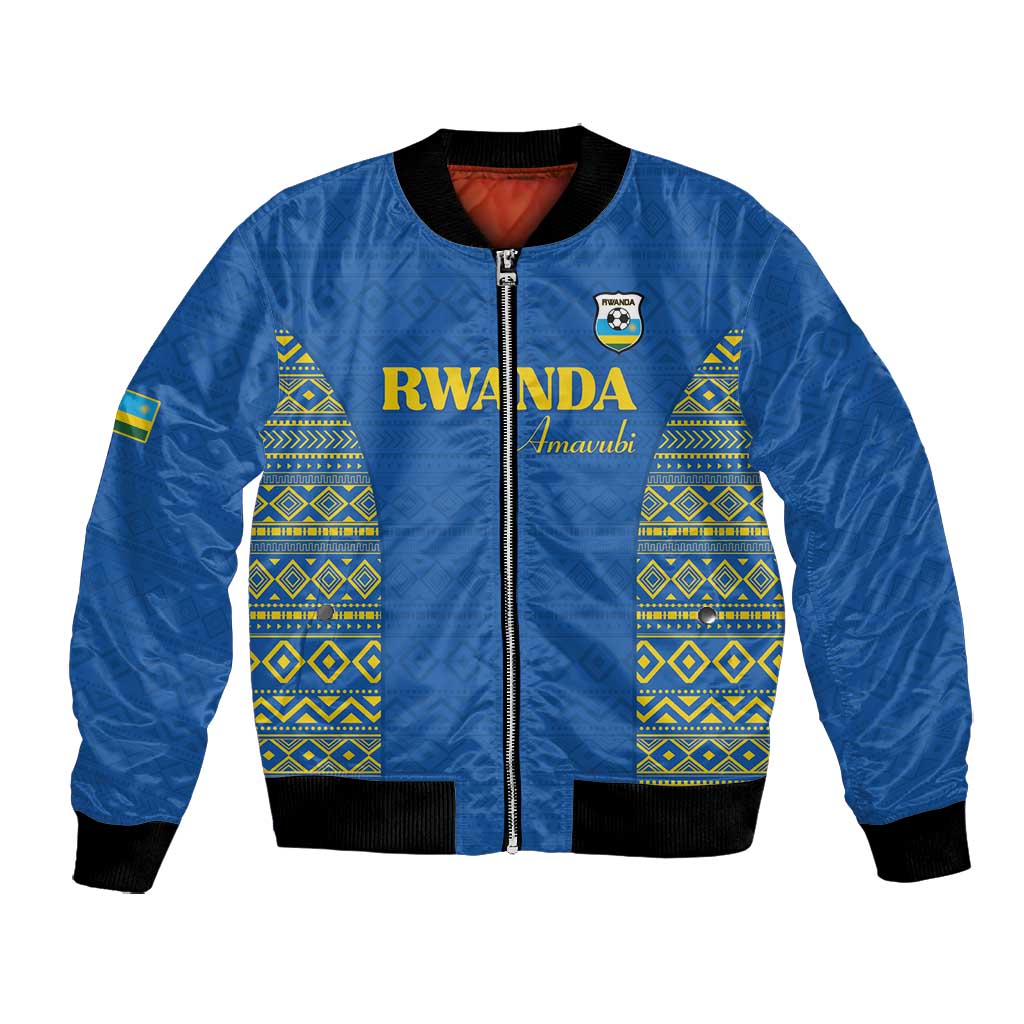 Rwanda Football Custom Bomber Jacket Stand With Amavubi - Blue by ...