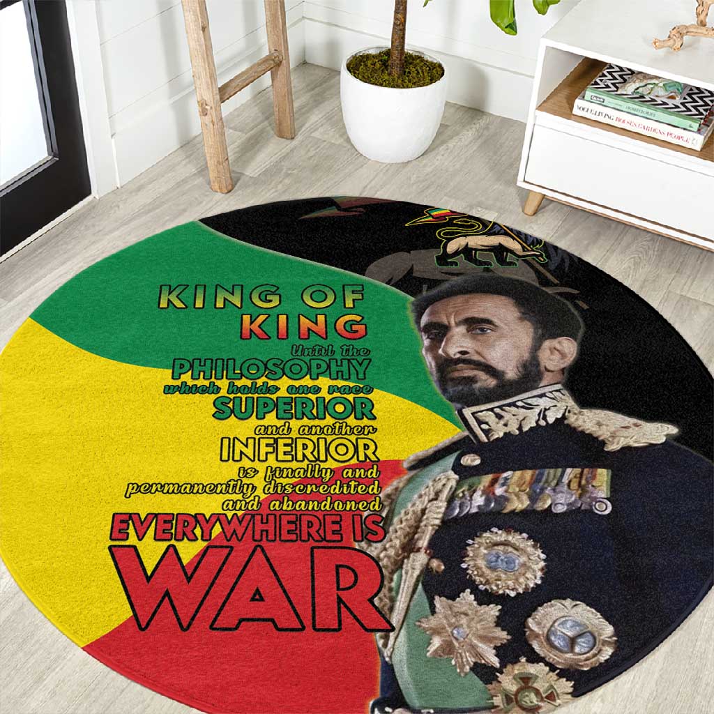 Jah Rastafari Round Carpet Haile Selassie by AfricanPride