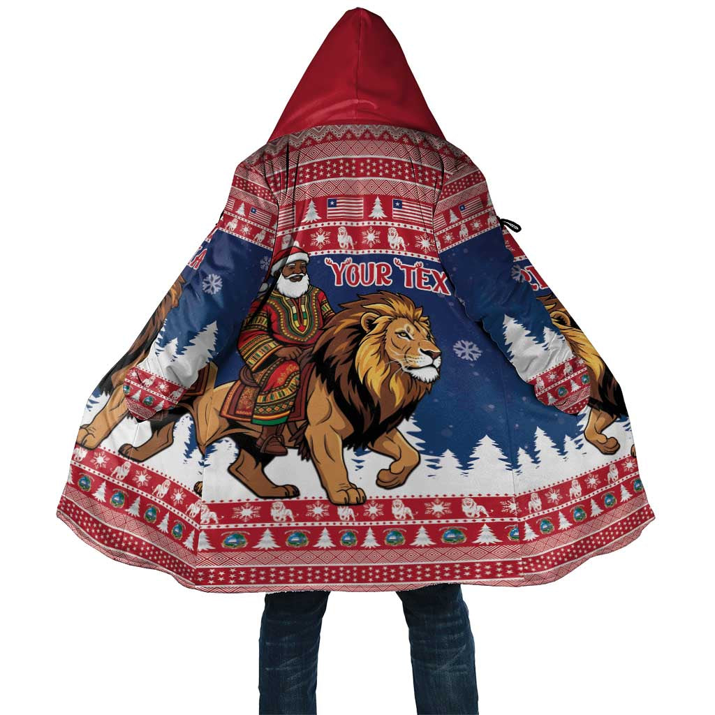 Personalized Liberia Christmas Cloak Black Santa Riding Lion - Merry ...