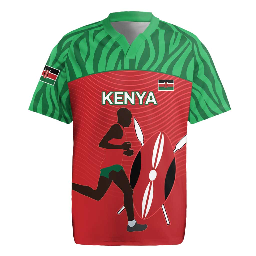 Custom Afro Athletics Kenya Rugby Jersey Kenyan Runner - Maasai Shield ...