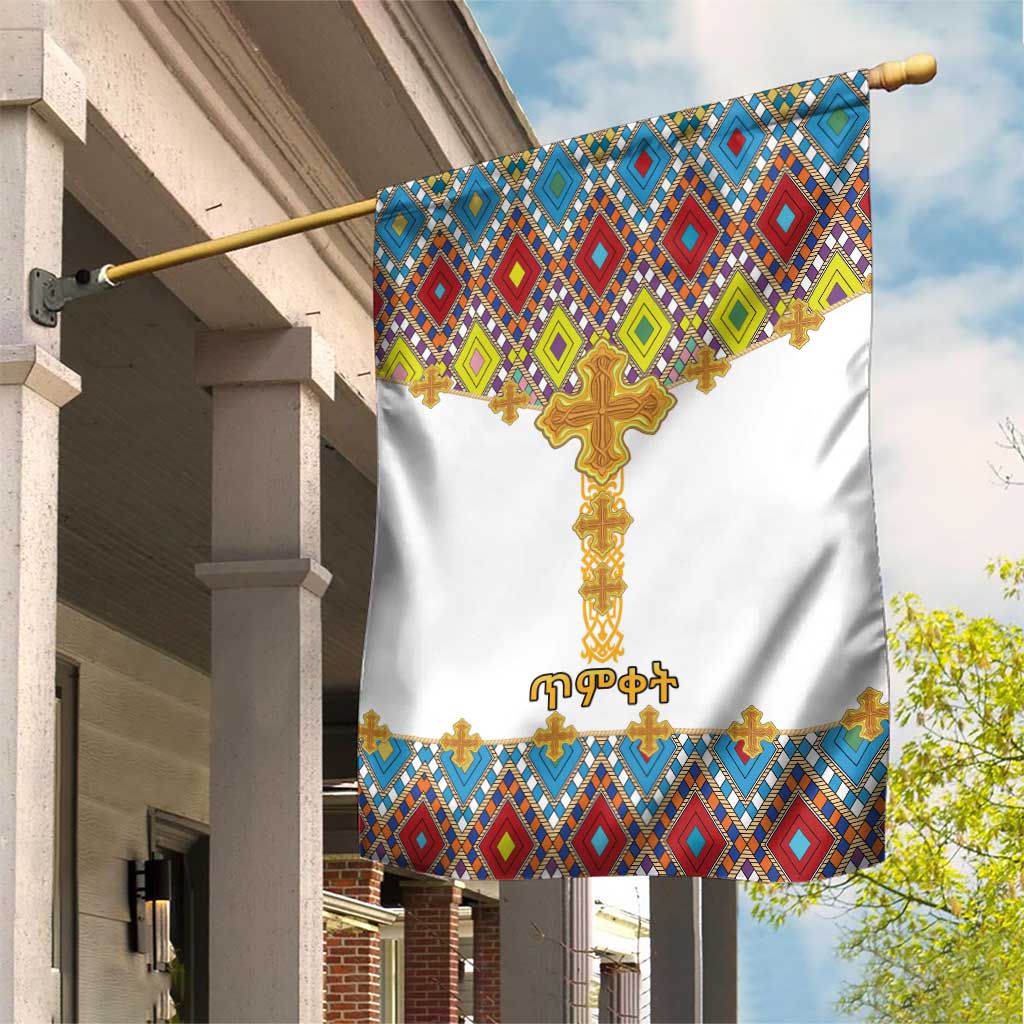 Happy Ethiopian Timkat Garden Flag Cross Mix Tilet Pattern by AfricanPride