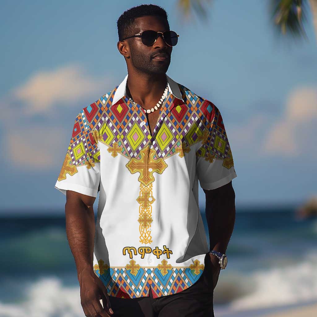Happy Ethiopian Timkat Hawaiian Shirt Cross Mix Tilet Pattern by ...