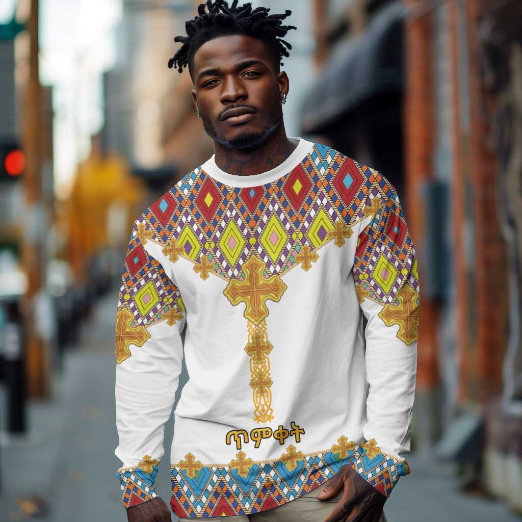 Happy Ethiopian Timkat Long Sleeve Shirt Cross Mix Tilet Pattern by ...