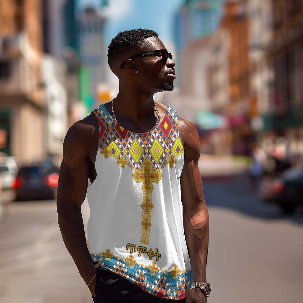 Happy Ethiopian Timkat Men Tank Top Cross Mix Tilet Pattern by AfricanPride