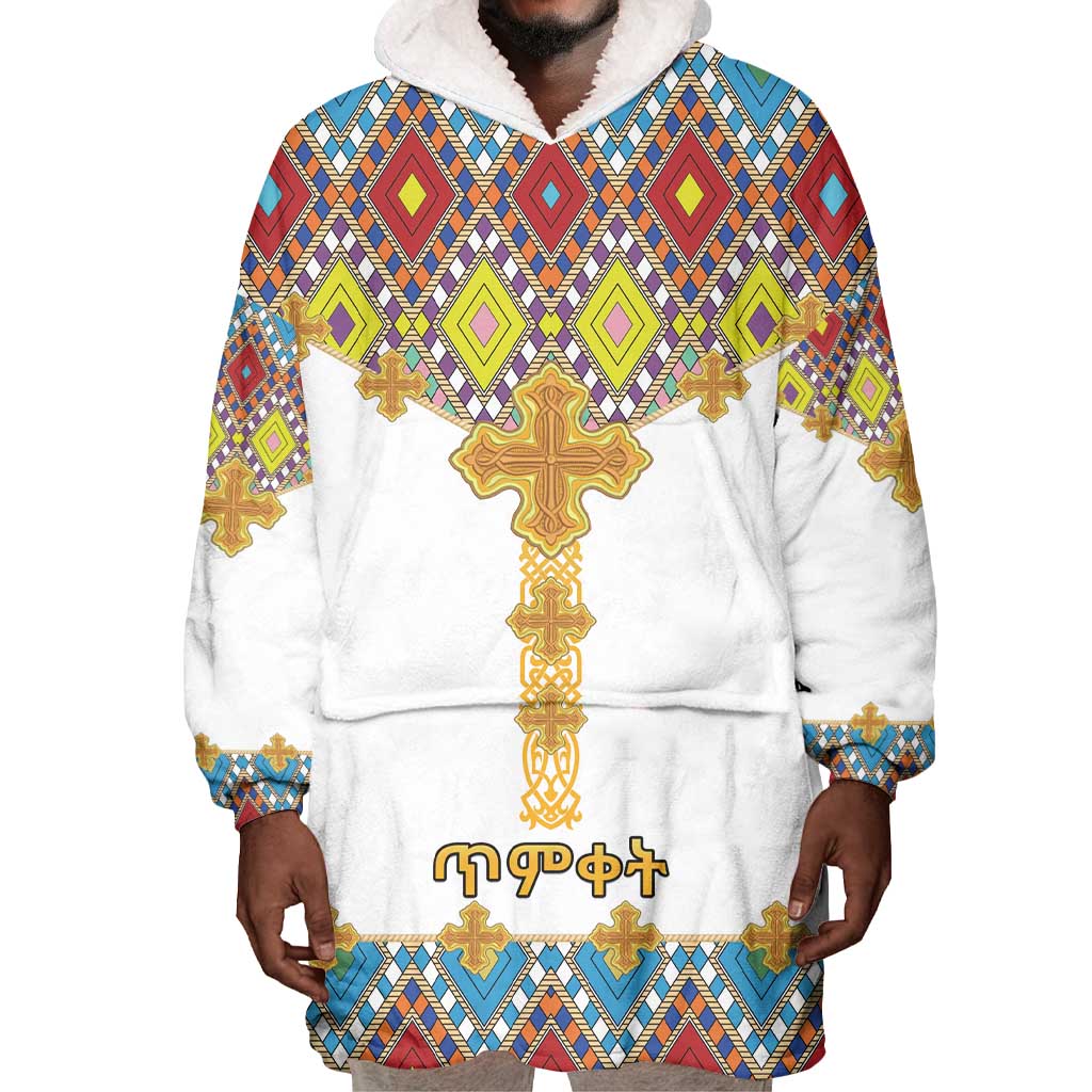 Happy Ethiopian Timkat Wearable Blanket Hoodie Cross Mix Tilet Pattern ...