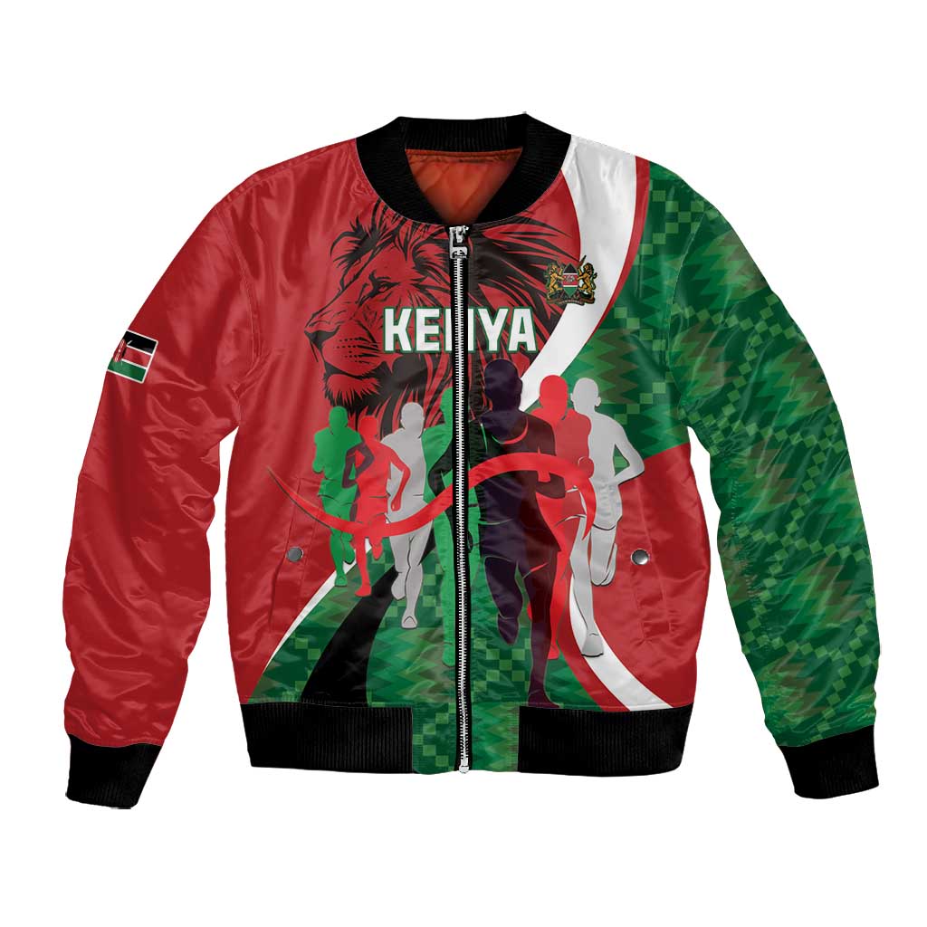 Personalised Athletics Kenya Bomber Jacket Kente Pattern by AfricanPride