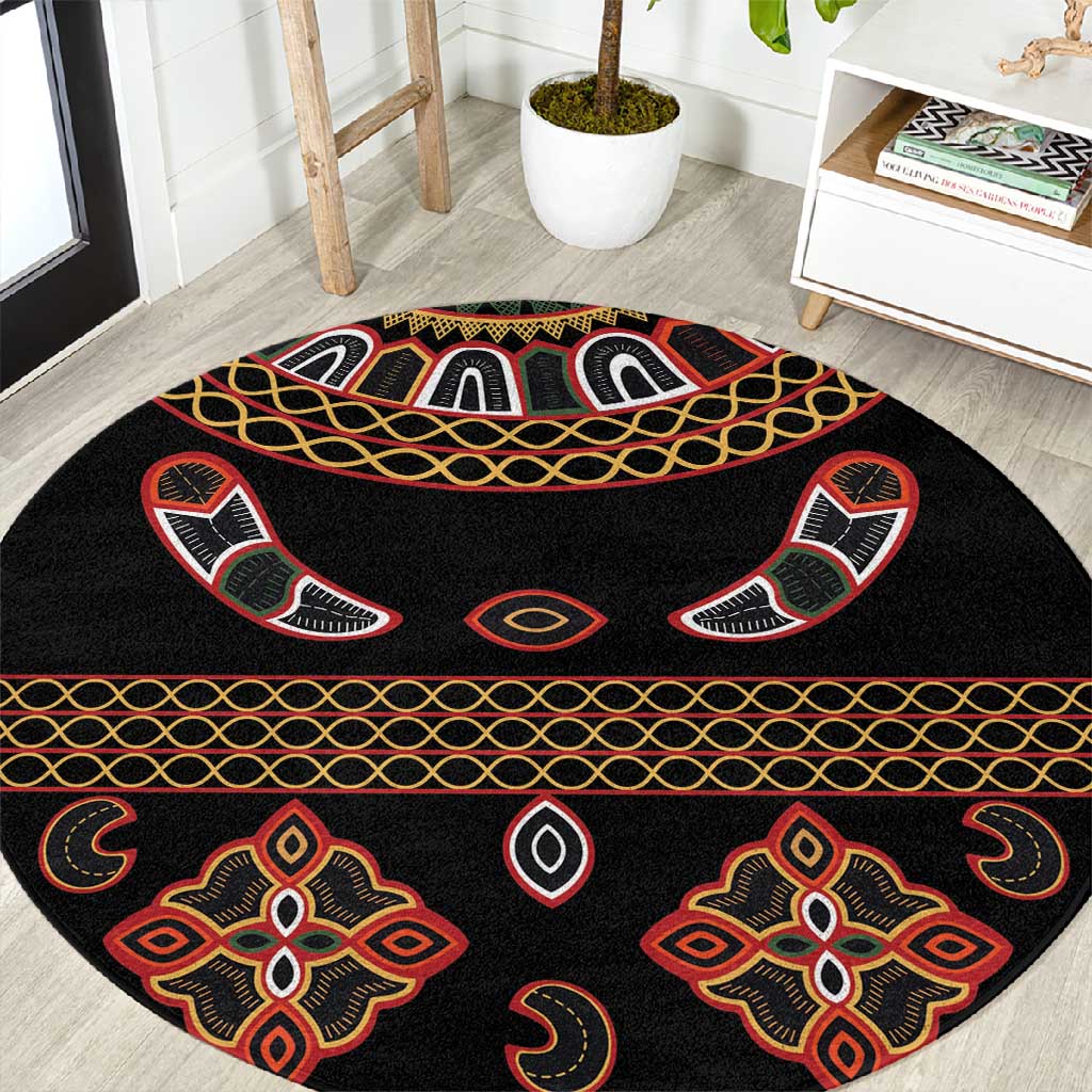 Cameroon Traditional Toghu Pattern Round Carpet by AfricanPride