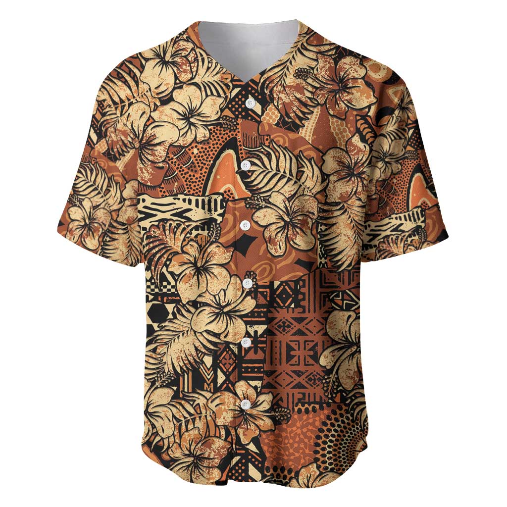 Afro Hibiscus Tropical Baseball Jersey African Pattern by African Pride