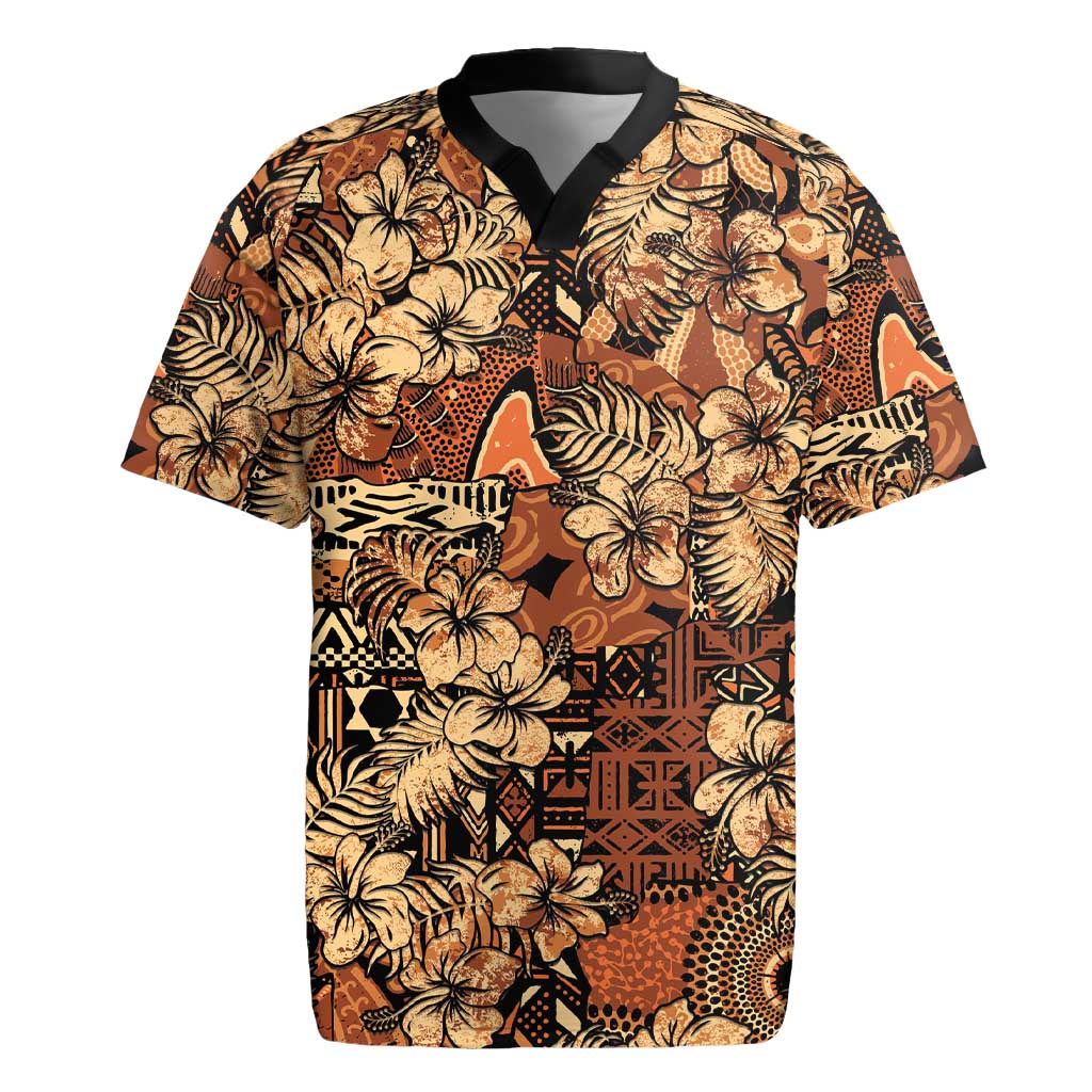 Afro Hibiscus Tropical Rugby Jersey African Pattern by African Pride