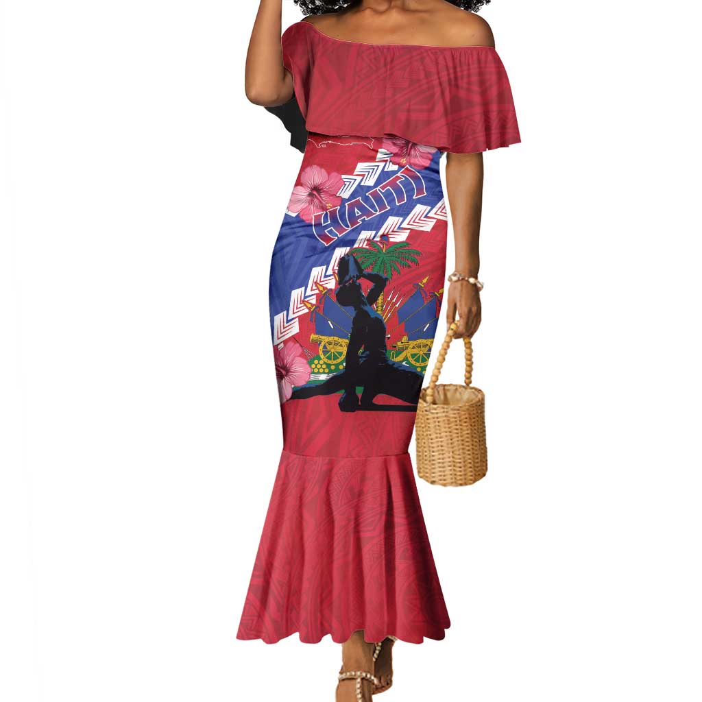 Haiti Neg Maron Mermaid Dress Coat Of Arms - Hisbicus Polynesian by ...
