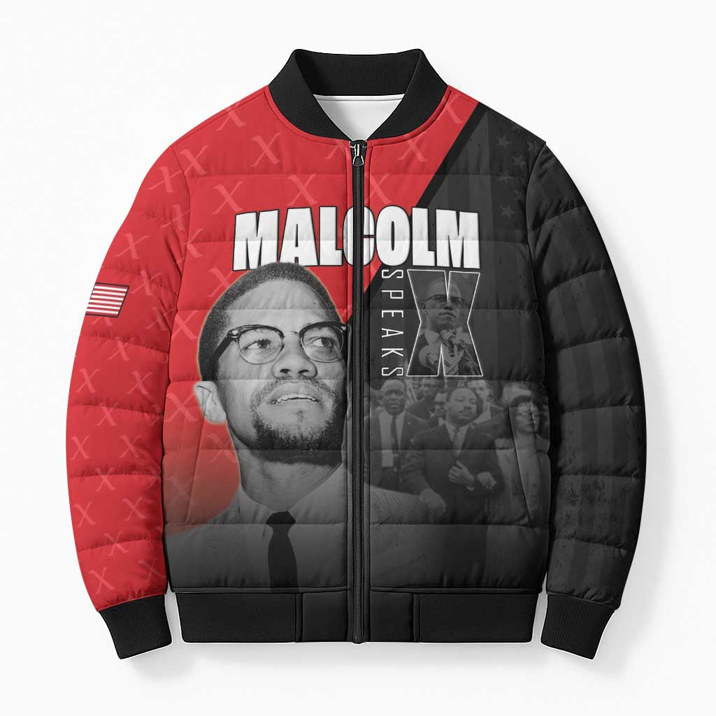 African America Heroes Bomber Puffer Jacket Malcolm X Speaks by African ...