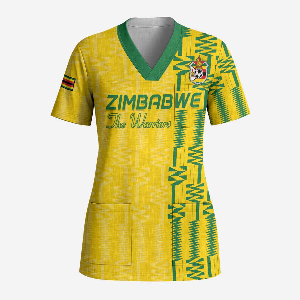 Custom Zimbabwe Football Scrub Top Come On Warriors - Kente Pattern by ...
