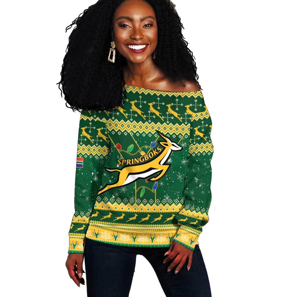 South Africa Christmas Rugby Off Shoulder Sweater Springboks Geseende ...