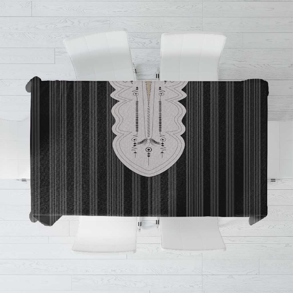 Liberia Kpelle Ethnic Heritage Pattern - Black Tablecloth by African Pride