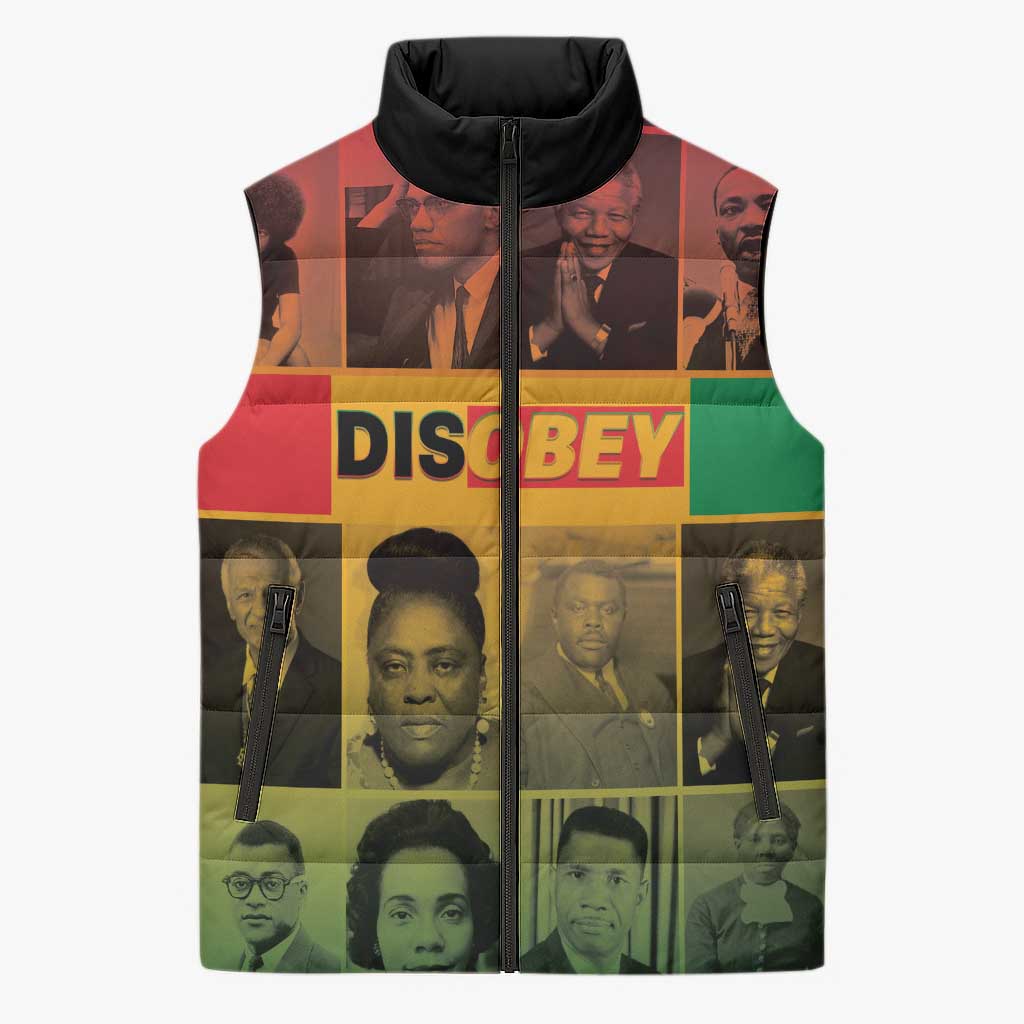 Disobey Black History Tribute Sleeveless Puffer Jacket Honoring the ...