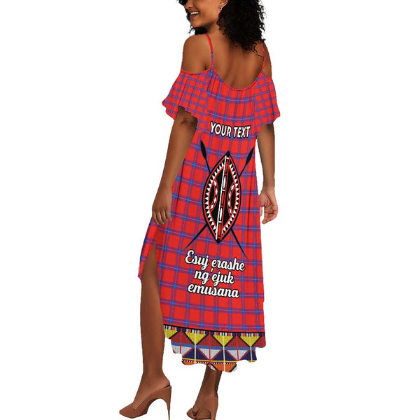 Afro Kenya Maasai Shuka Personalized Summer Maxi Dress Maasai Shield ...
