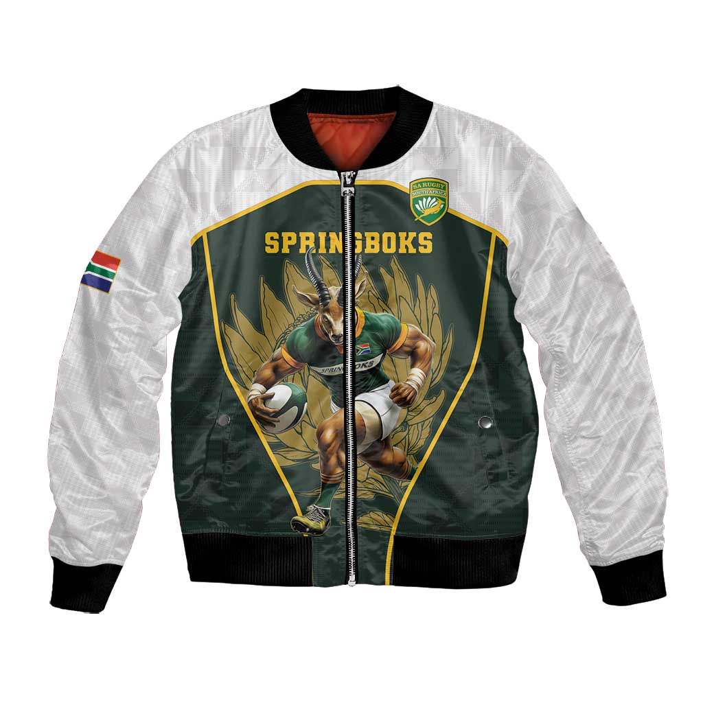 South Africa Rugby Personalised Bomber Jacket Springboks Mascot With ...