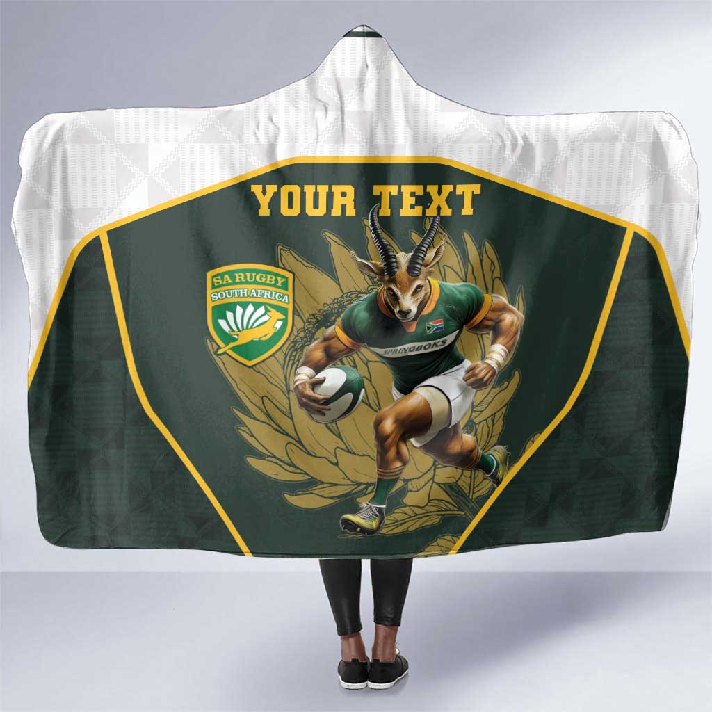 South Africa Rugby Personalised Hooded Blanket Springboks Mascot With ...