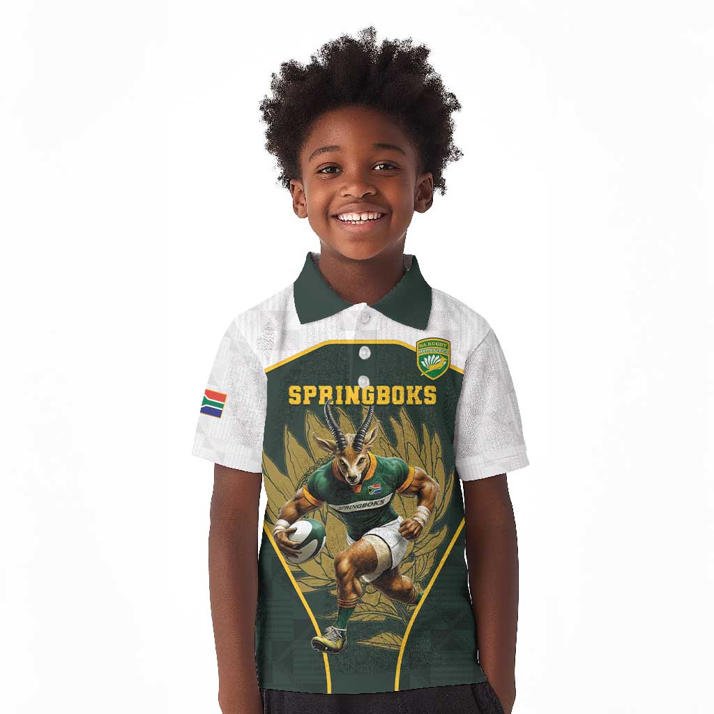 South Africa Rugby Personalised Kid Polo Shirt Springboks Mascot With ...