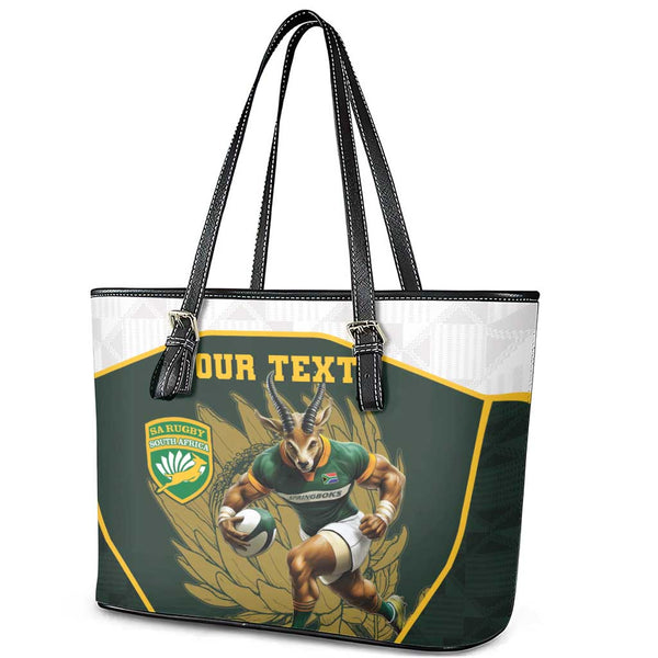 South Africa Rugby Personalised Leather Tote Bag Springboks Mascot With ...