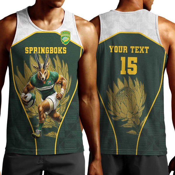 South Africa Rugby Personalised Men Tank Top Springboks Mascot With ...
