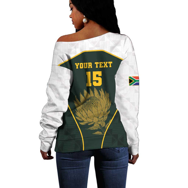 South Africa Rugby Personalised Off Shoulder Sweater Springboks Mascot ...