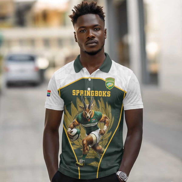 South Africa Rugby Personalised Polo Shirt Springboks Mascot With King ...