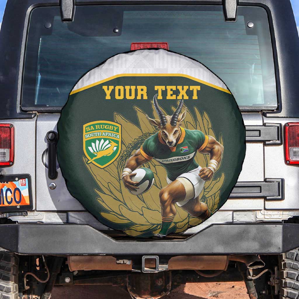 South Africa Rugby Personalised Spare Tire Cover Springboks Mascot With ...