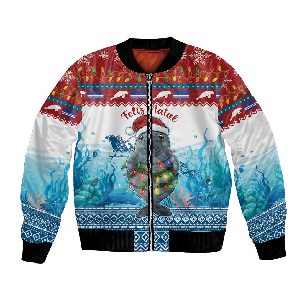 Personalised Cape Verde Christmas Bomber Jacket Manatee Feliz Natal by ...
