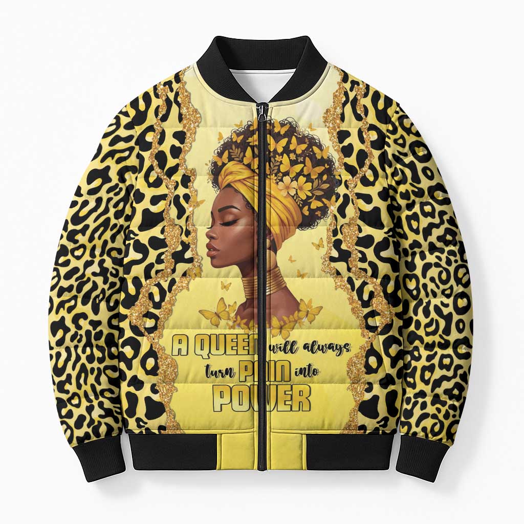 Black Her Story Bomber Puffer Jacket A Queen Turns Pain Into Power by ...