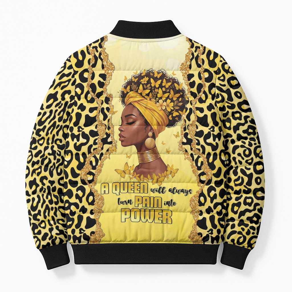 Black Her Story Bomber Puffer Jacket A Queen Turns Pain Into Power by ...