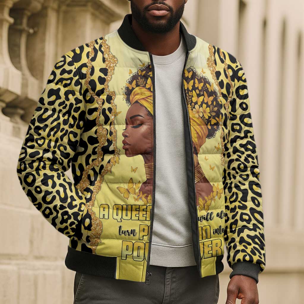 Black Her Story Bomber Puffer Jacket A Queen Turns Pain Into Power by ...